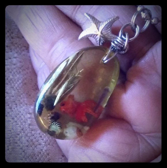 Vintage | Jewelry | Vintage Lucite Embedded Shells Seaweed Pendant ...